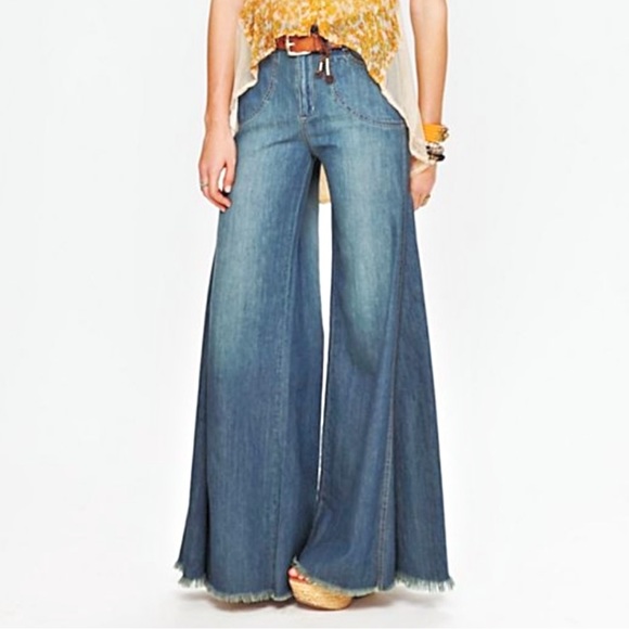 Free People | Jeans | Free People Extreme Flare Fringe Hem Retro Bell ...